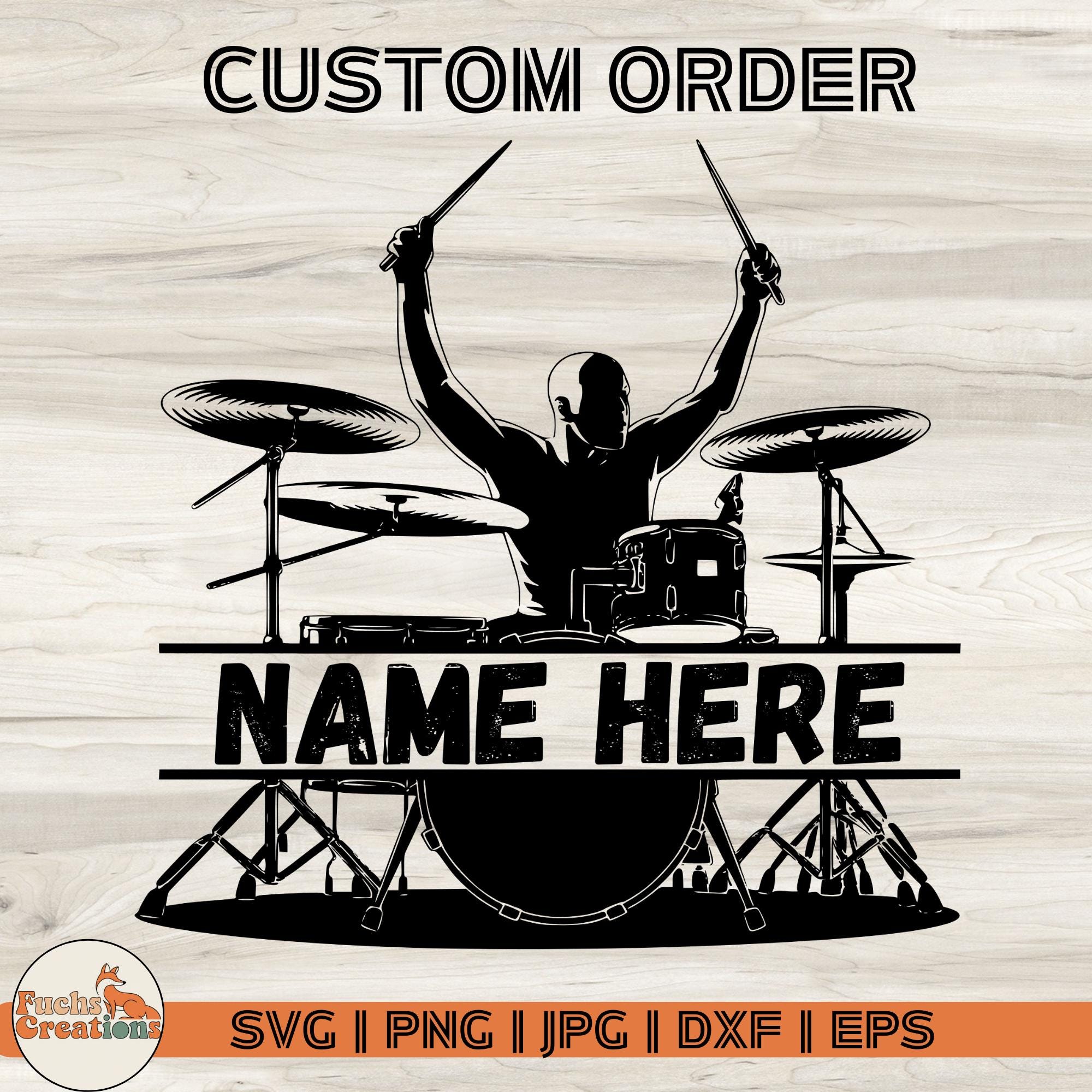 Custom Drummer SVG, Custom Drum Set SVG File, Drum DXF, Drummer Fun ...