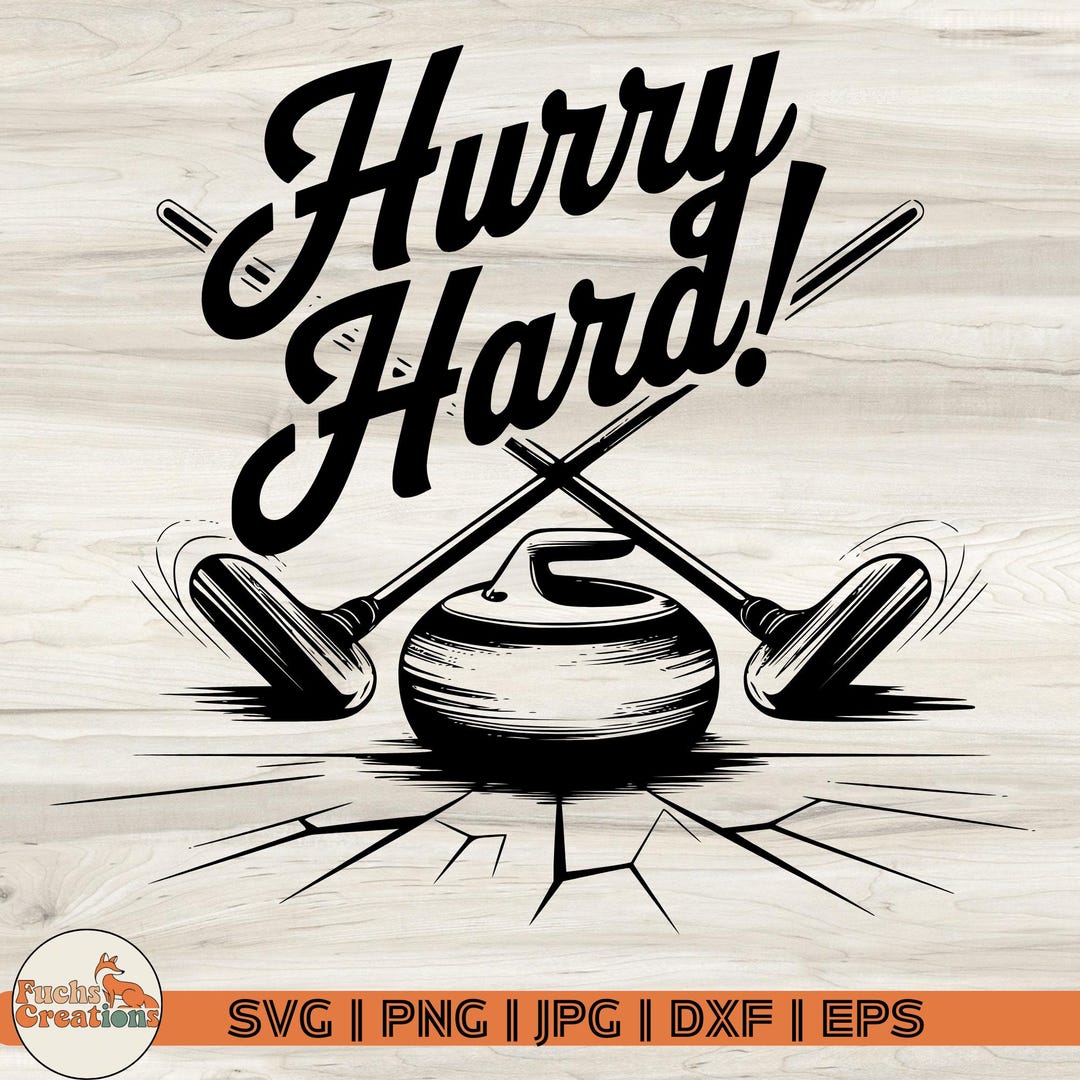 Harry Hard Curling SVG, Curling Rock SVG, Hurry Hard SVG, Winter Sports ...