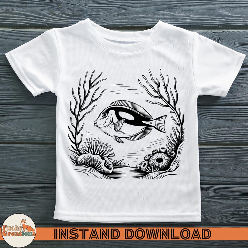 Blue Tang Fish SVG, Tropical Fish Clipart, Ocean Animal Clipart, Coral ...