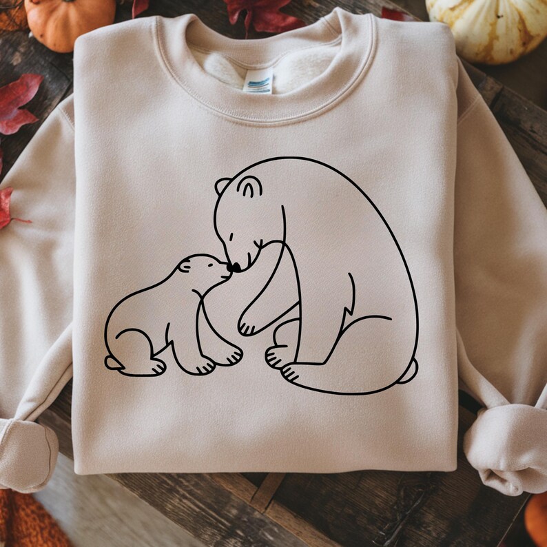 Polar Bear and Cub Svg, Polar Bear PNG, Minimalist Design Shirt, Bear ...