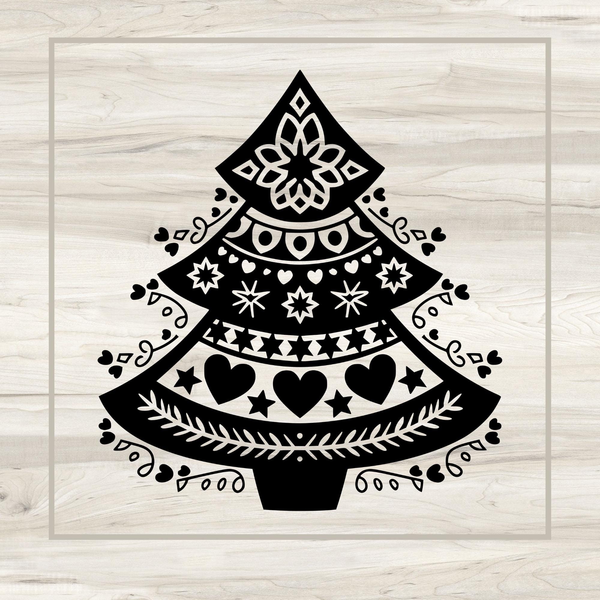 Scandi Folk Art Christmas Trees Svg Bundle, Scandinavian Christmas Tree ...