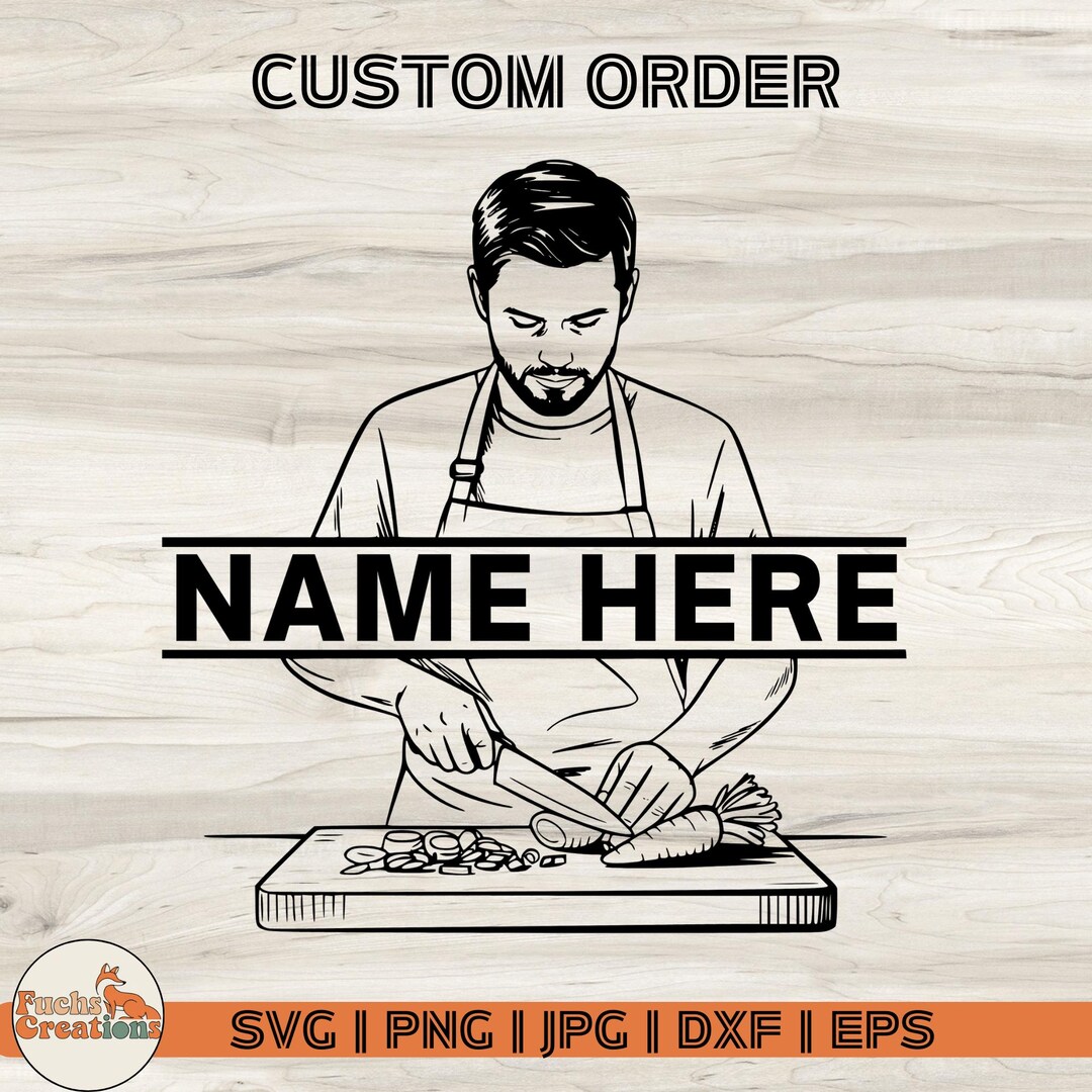 Custom Chef SVG With Name, Personalized Cooking Apron PNG, Kitchen Logo ...