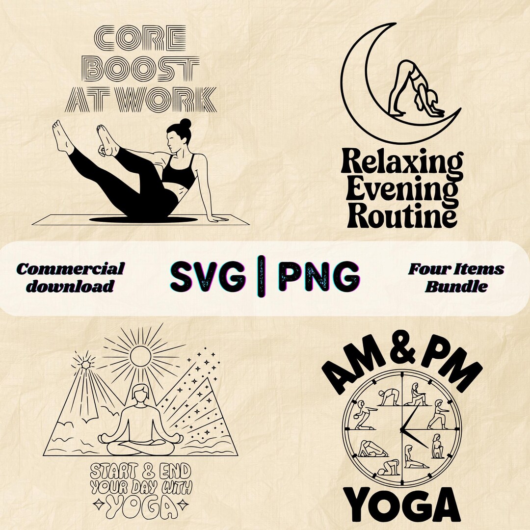 Wellness SVG Bundle Yoga PNG Designs for Morning & Evening Practices ...