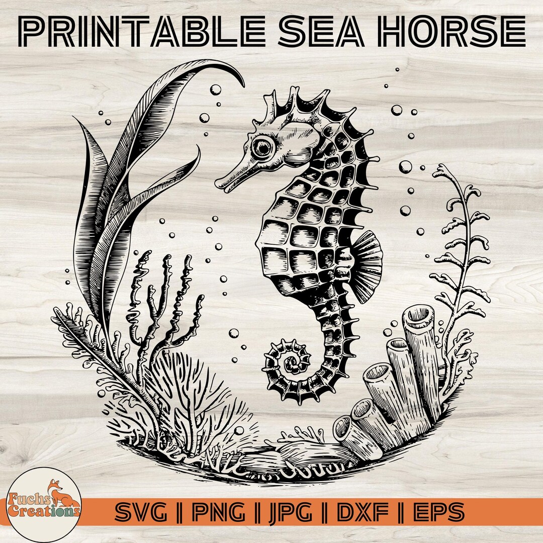 Sea Horse SVG, Printable Sea Horse, Ocean Animal Clipart, Sea Horse ...