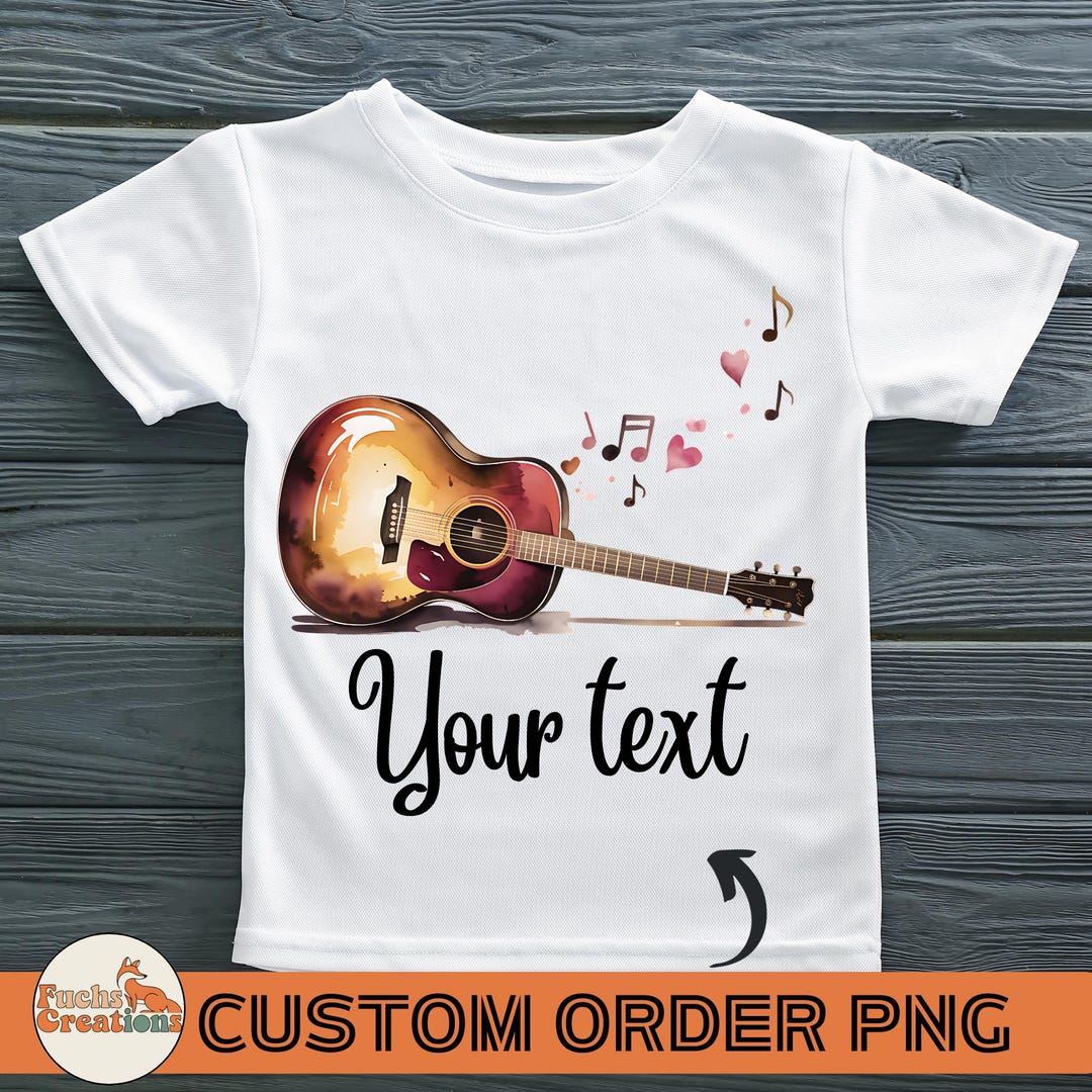 Heart Custom Name Guitar Png Watercolor, Personalized Guitar Gift ...