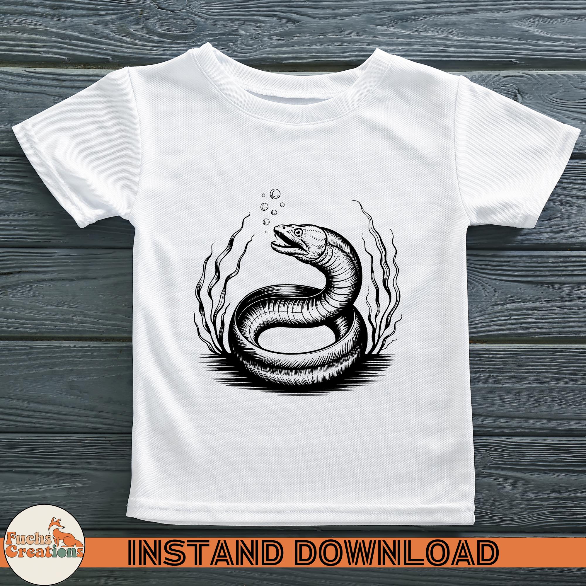 Moray Eel Line Art SVG: Ocean Creature Clipart - Etsy