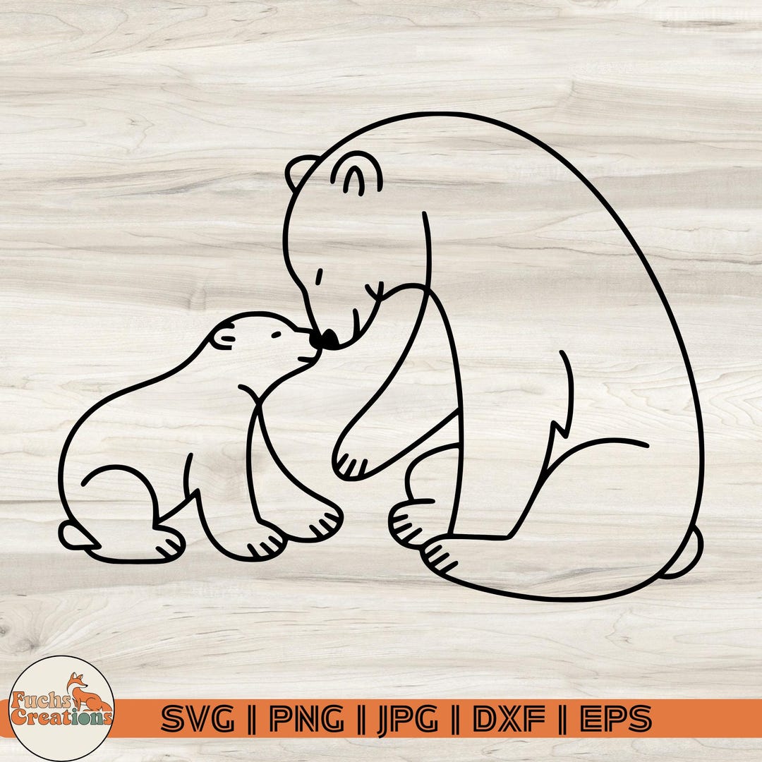 Polar Bear and Cub Svg, Polar Bear PNG, Minimalist Design Shirt, Bear ...