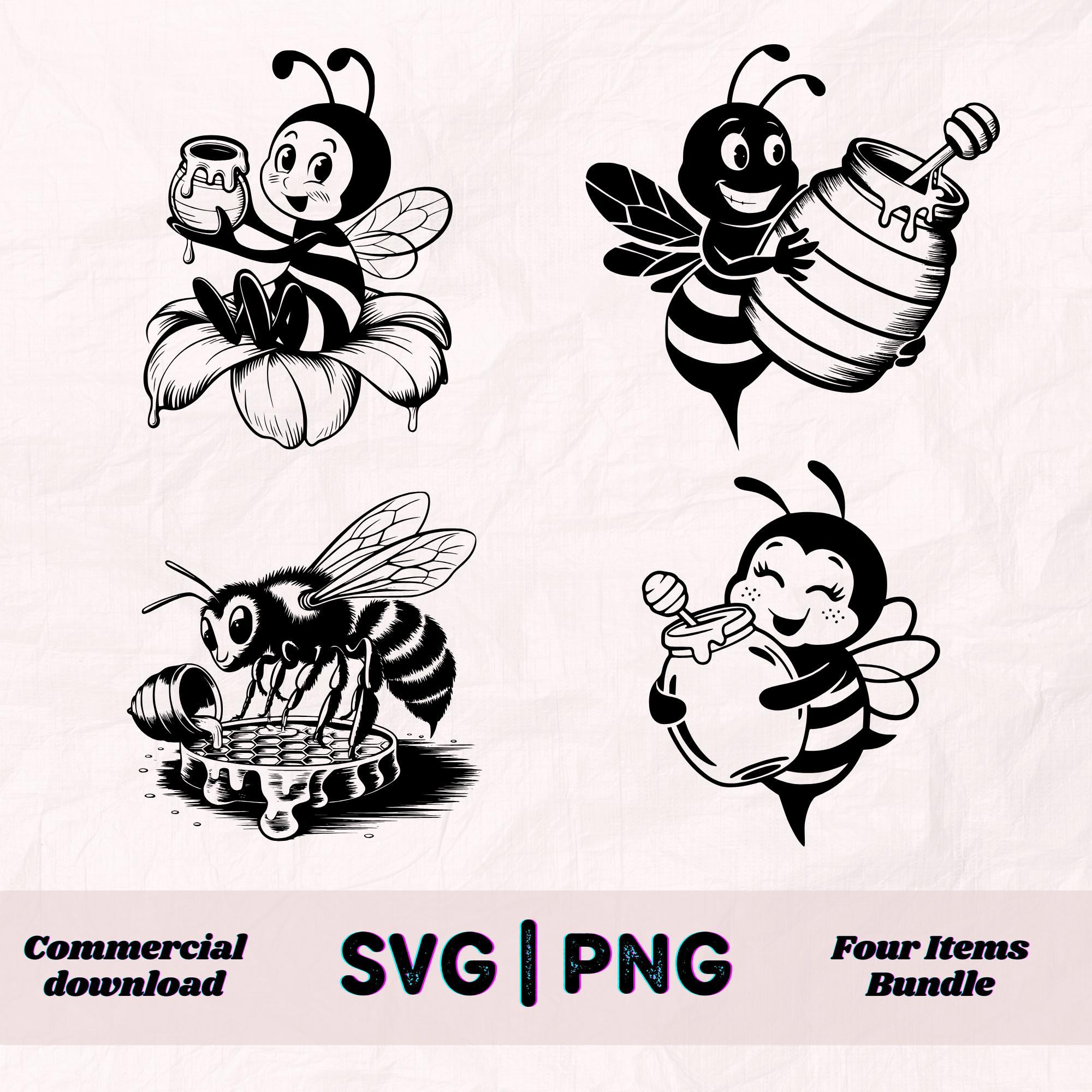 Bee SVG Bundle, Clipart Bee Png Print, Bee Head Svg, Bee Face Svg, Bee ...