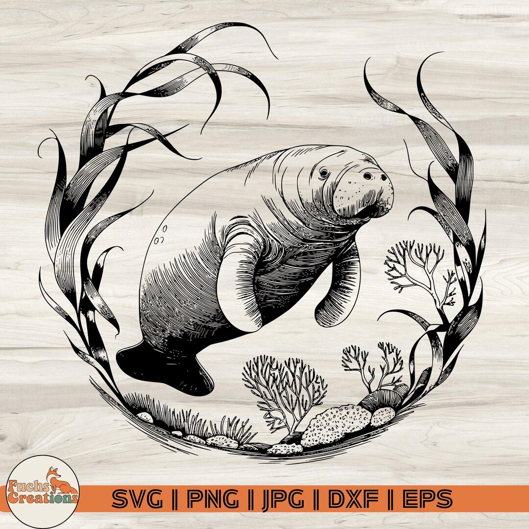 Manatee SVG, Ocean Animal SVG, Underwater Scene SVG, Marine Life ...