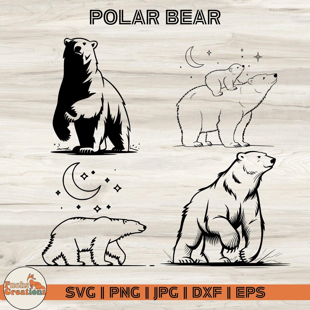 Polar Bear SVG Bundle, Arctic Animal Clipart, Wildlife Silhouette SVG ...