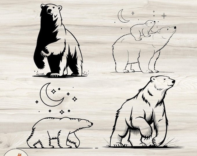 Polar Bear Family Clipart Set - 29 Watercolor Arctic Wildlife ...