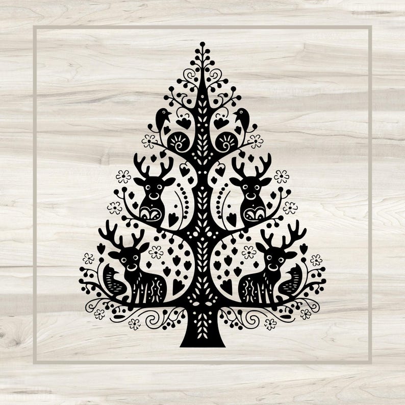 Scandi Folk Art Christmas Trees Svg Bundle, Scandinavian Christmas Tree ...
