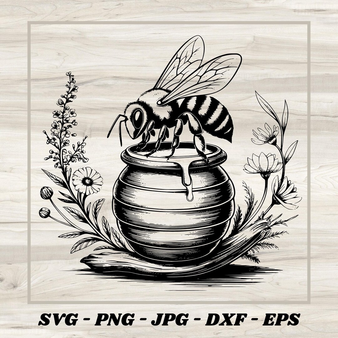 Honey Bee SVG, Bumble Bee, Spring Time SVG PNG, Vector Graphic, Laser ...