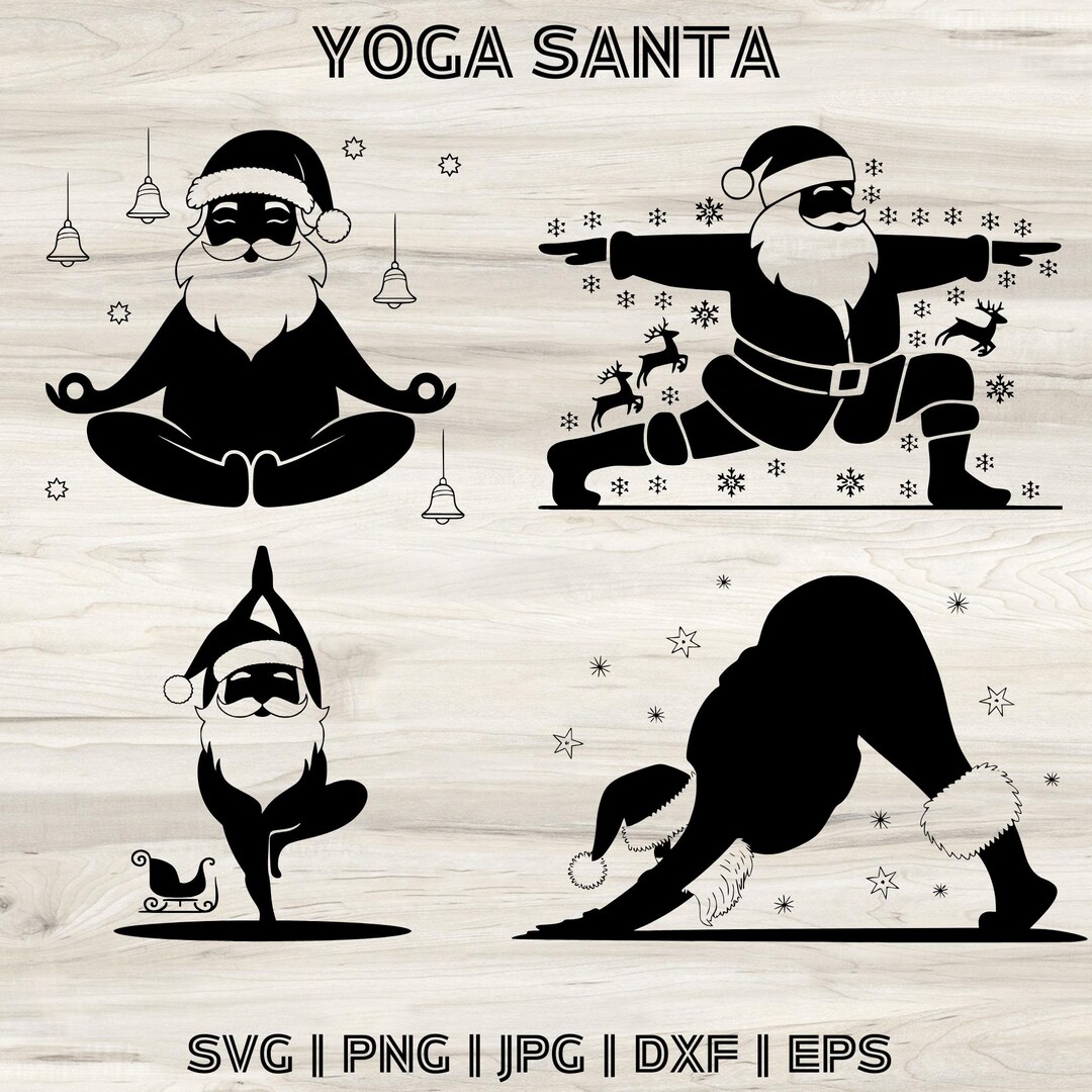 Yoga Santa PNG Bundle, Funny Christmas Clipart, Sublimation Santa SVG ...
