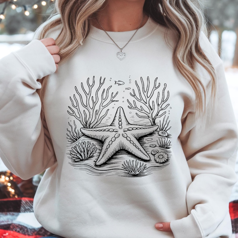 Starfish SVG: Ocean Coral Line Art (digital Download) - Etsy