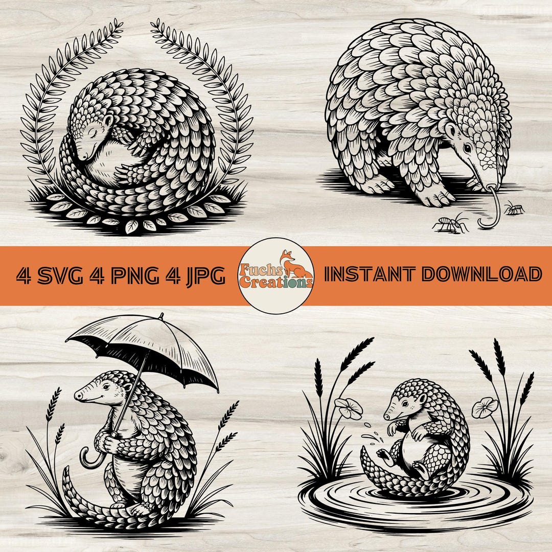 Pangolin SVG Bundle Cut Files for Cricut, Pangolin Png Clipart, Cute ...