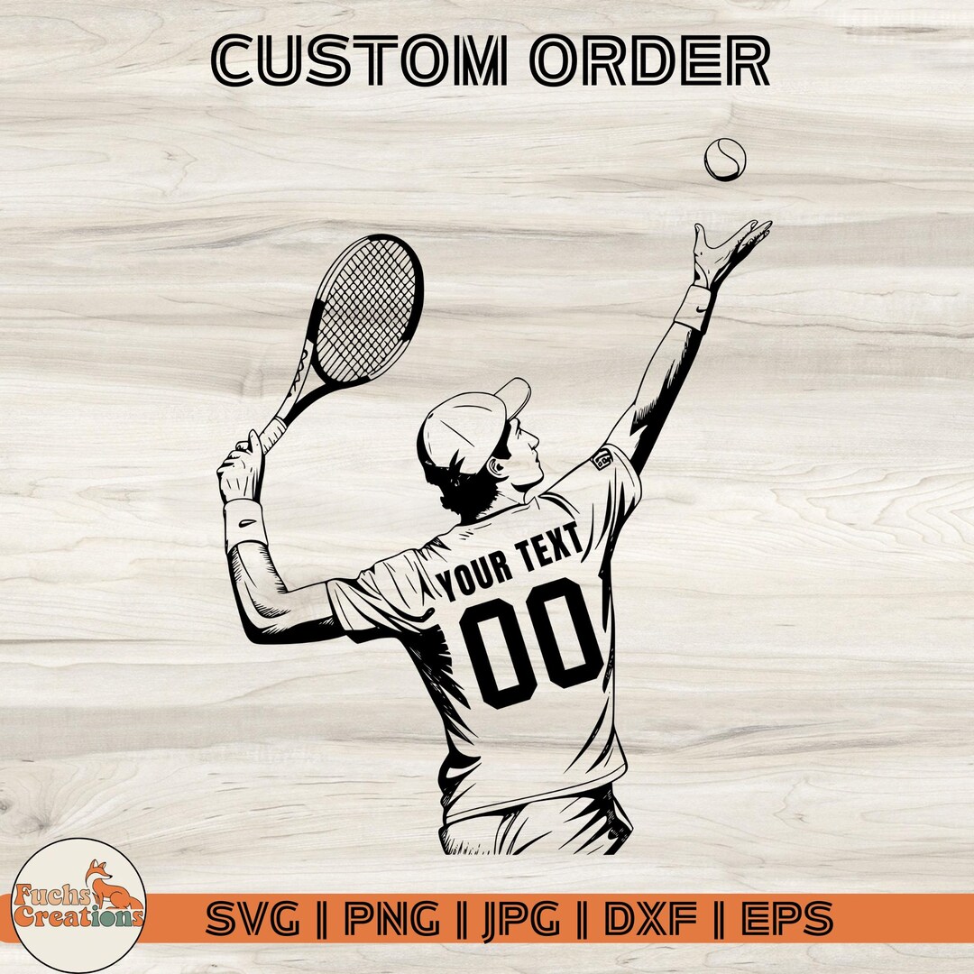 Custom Tennis Player SVG: Personalized Jersey, Serve Silhouette ...