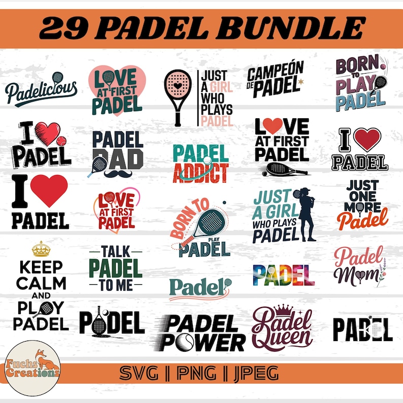 Padel SVG Bundle: 29 Paddle Tennis Designs (digital Download) - Etsy