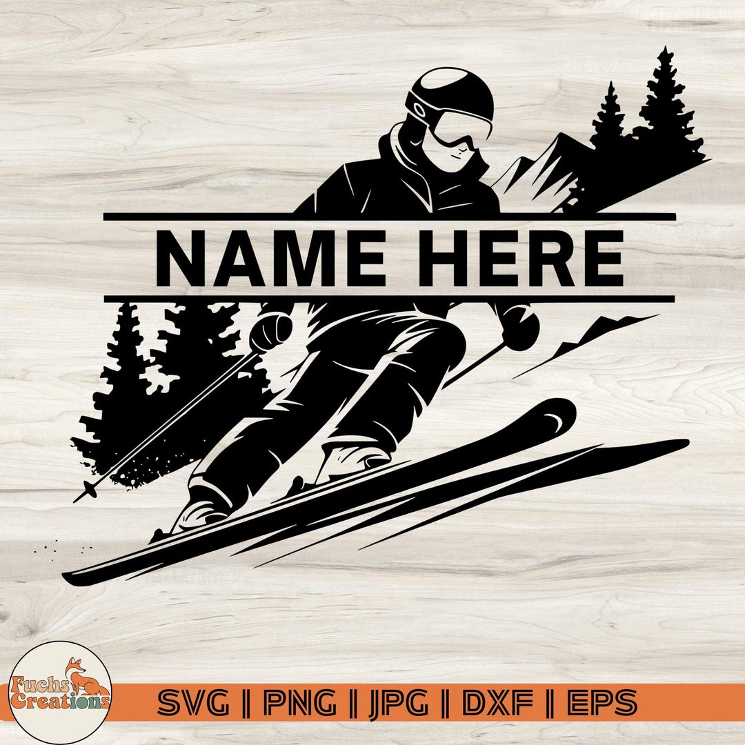 Ski Svg, Custom Name Svg, Ornament Laser Cut File, Name Here Svg ...