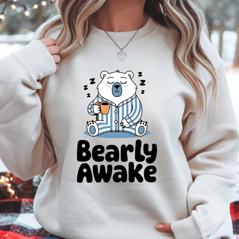 Bearly Awake Polar Bear Png, Sleepy Bear Clipart, Funny Coffee Lover ...