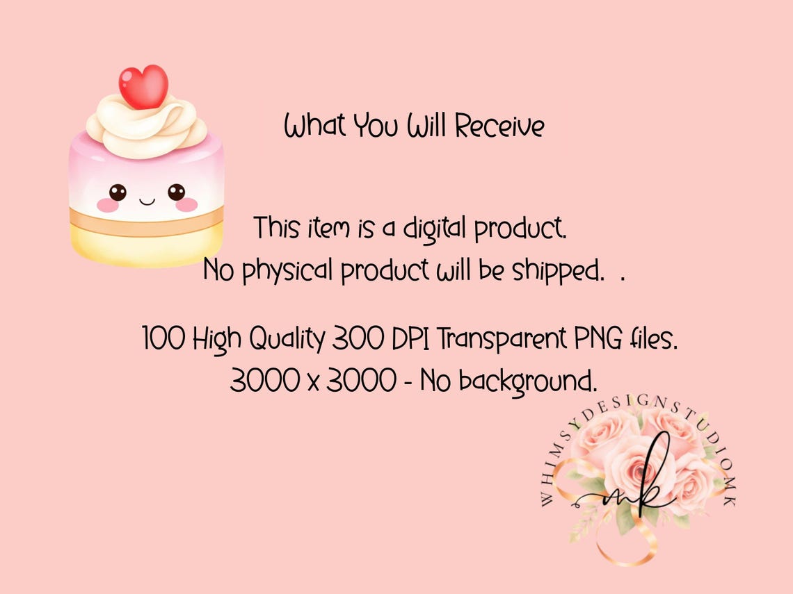 Cute Kawaii Cakes Clipart, Kawaii Food Illustration, Cake Art, Digital ...