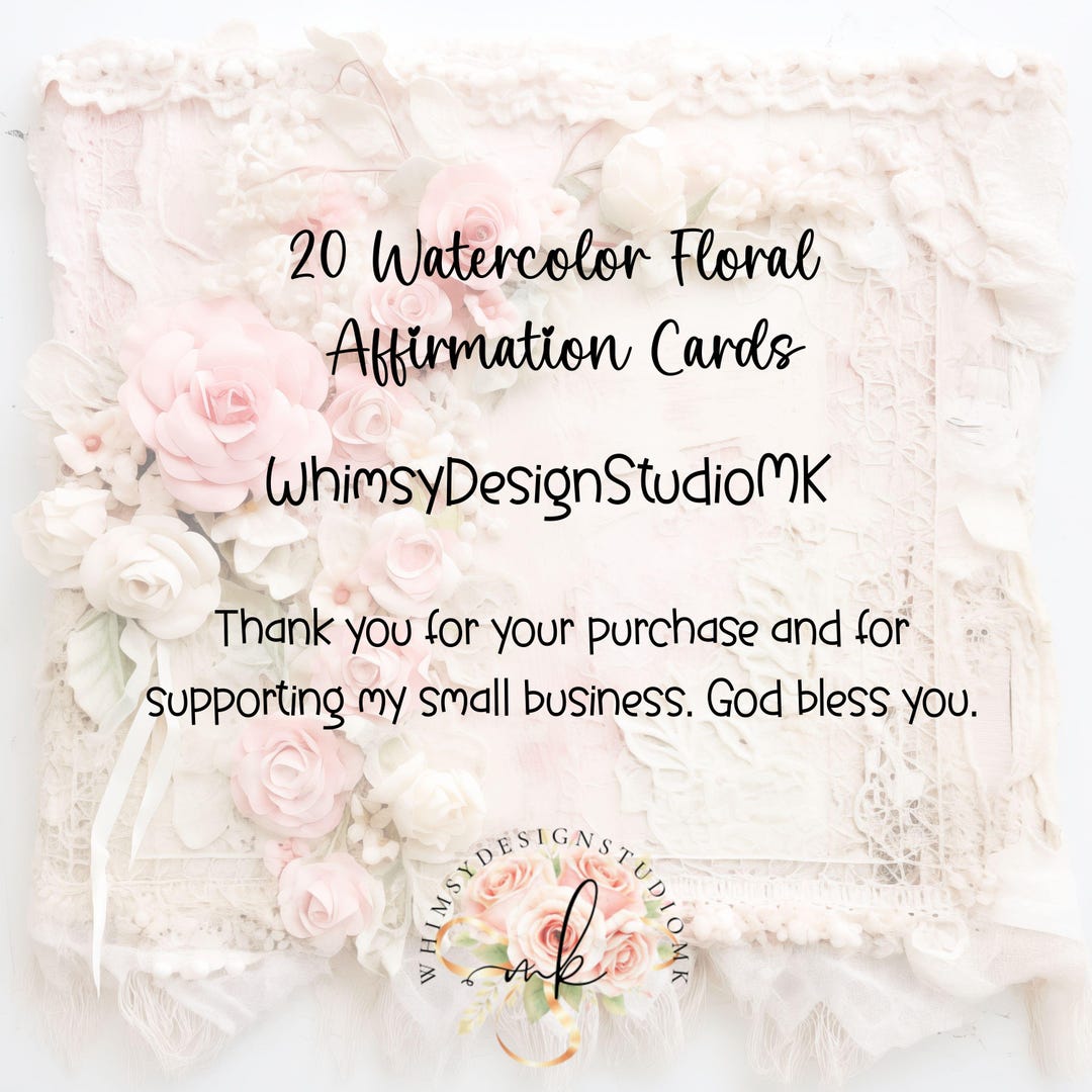 Watercolor Floral Affirmation Cards, Printable Cards, Daily Inspiration ...