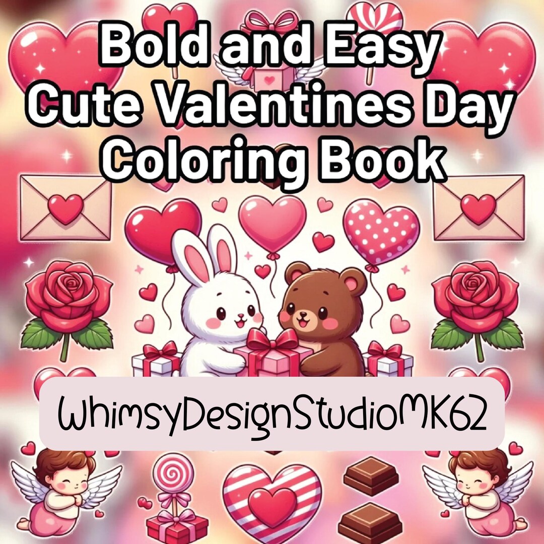 Valentines Day Coloring Book Printable Digital Download Pages for Kids ...