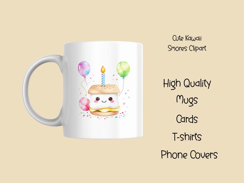 Cute Kawaii Smores Clipart, Camping Clipart, Cute Kawaii Food, Smores ...