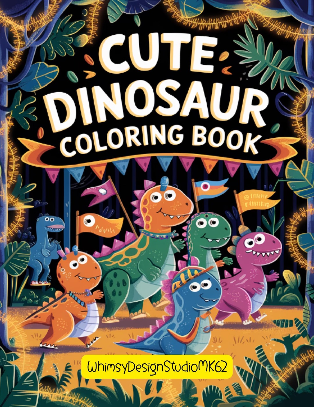 Cute Dinosaur Coloring Book Printable, Dinosaur Activity for Kids, Fun ...