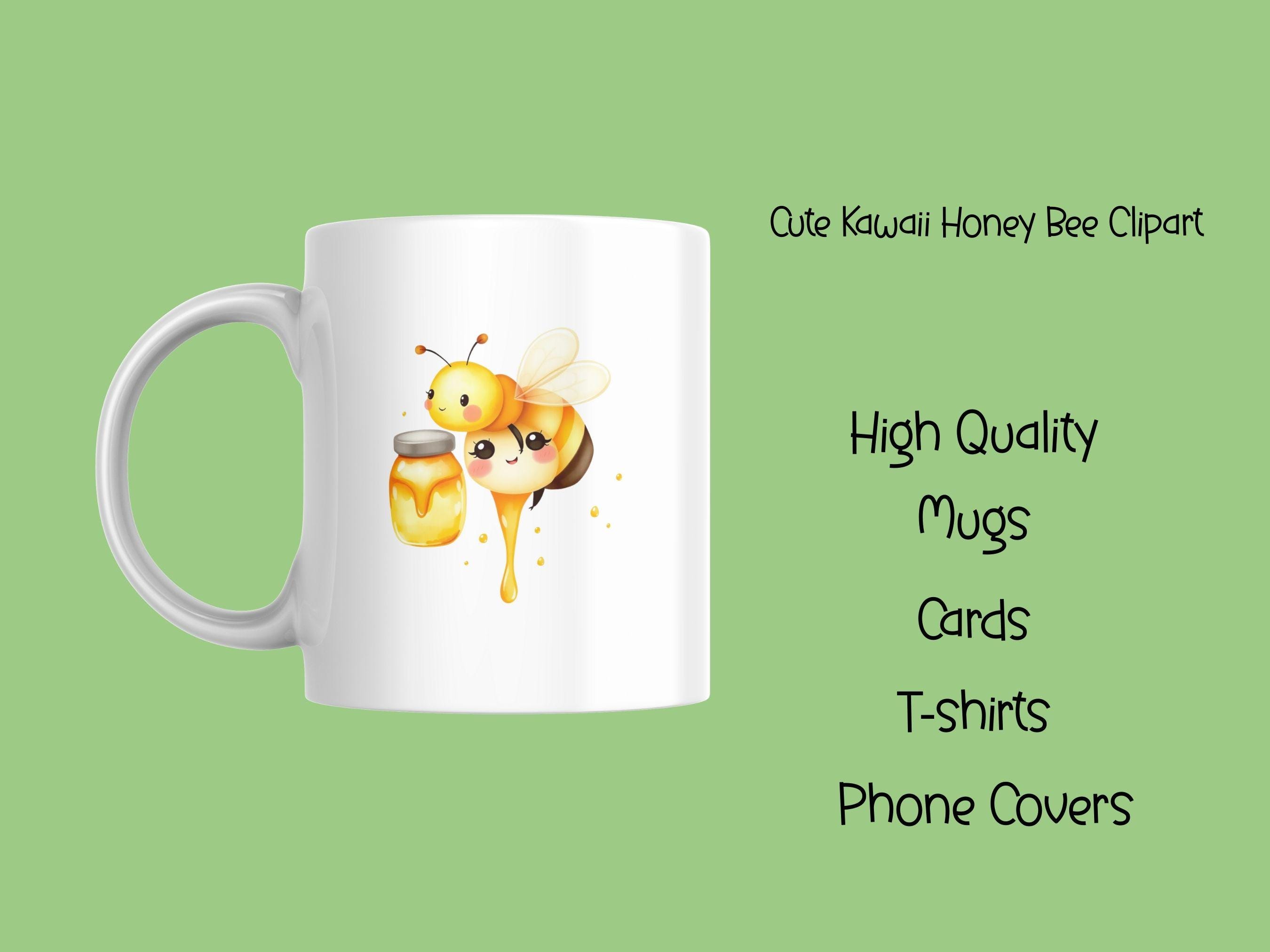 Cute Kawaii Honey Bee Clipart, Cartoon Bee Digital Art, Bee ...