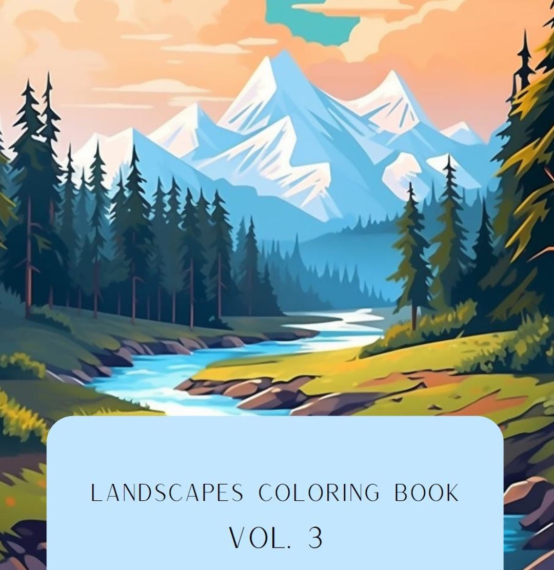 Landscape Coloring Book Printable, Digital Download, Adult Coloring ...