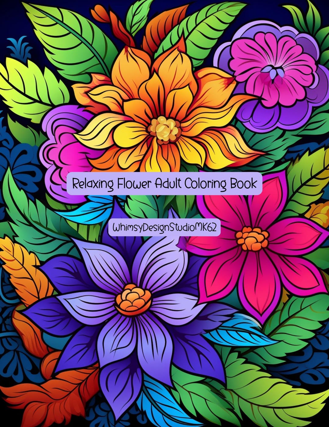 Relaxing Flower Coloring Book, Printable Art for Adults (digital ...