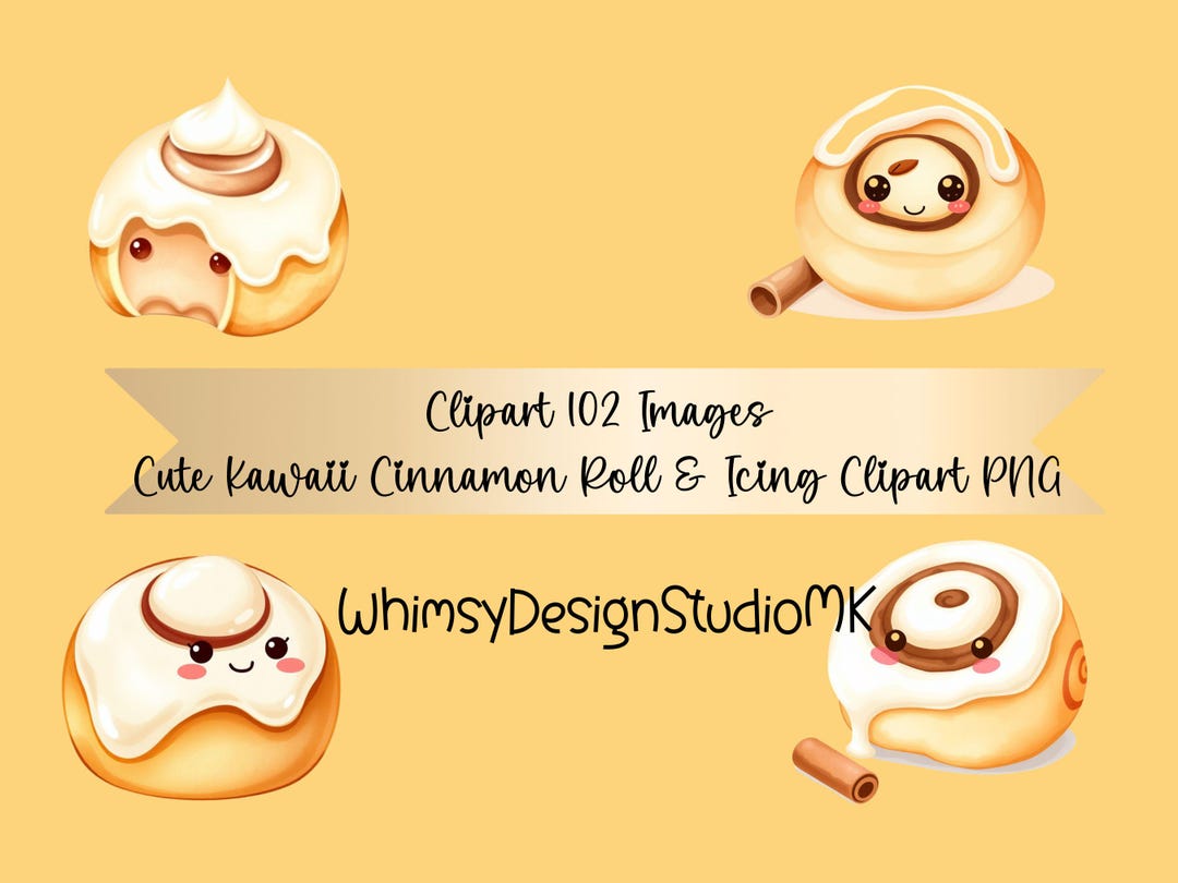 Cute Kawaii Cinnamon Roll Clipart, Icing Clipart, Kawaii Food Art ...