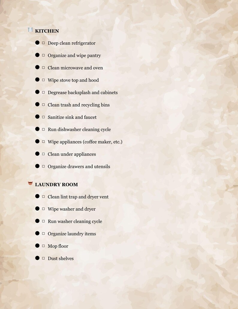 Deep Cleaning Checklist | Home Organizer PDF (digital Download) - Etsy