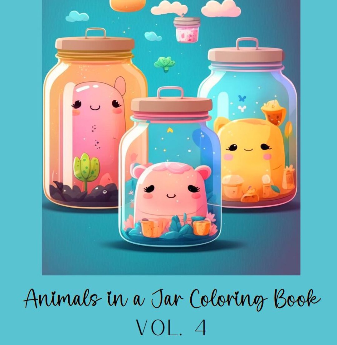 Animals in a Jar Coloring Book Printable, Kids Activity, Animal ...