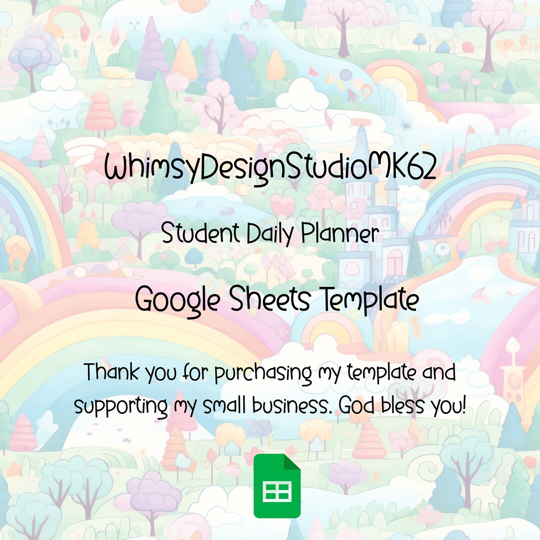 Student Daily Planner, Google Sheets Template (digital Scheduling) - Etsy