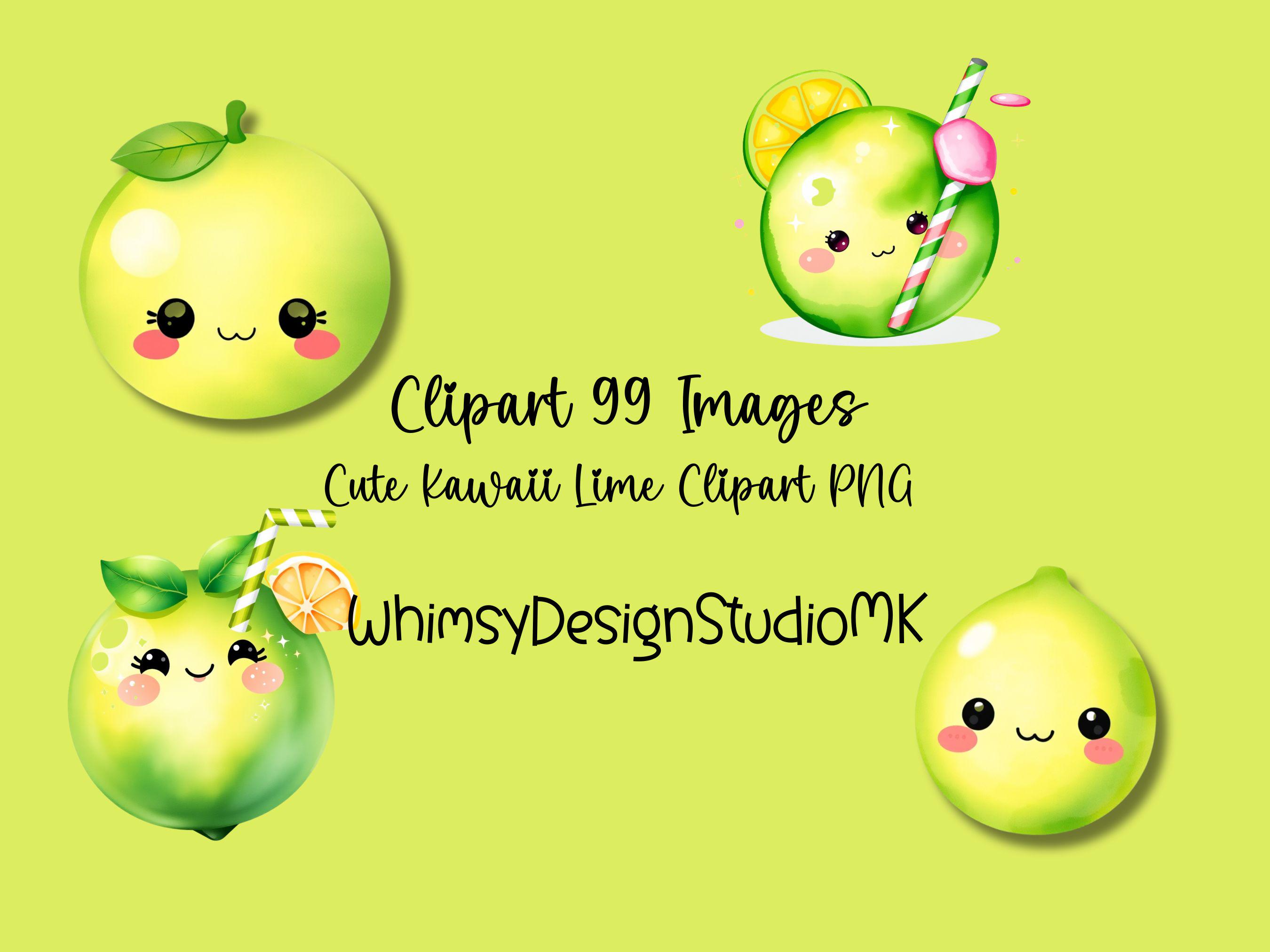 Cute Kawaii Lime Clipart, Cute Kawaii Food Illustration, Fruit Clipart ...