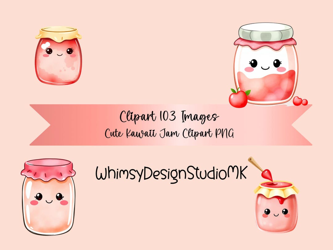 Cute Kawaii Jam Clipart, Food Clipart, Kawaii Clipart, Jam Illustration ...