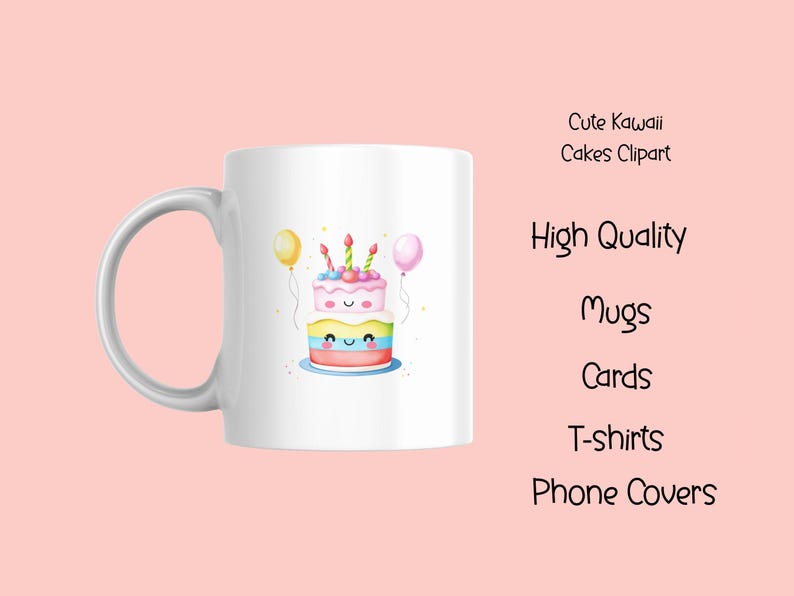 Cute Kawaii Cakes Clipart, Kawaii Food Illustration, Cake Art, Digital ...