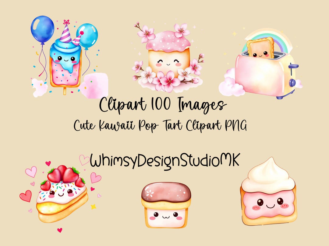 Cute Kawaii Pop Tart Clipart, Kawaii Food Clipart, Pastries Clipart ...