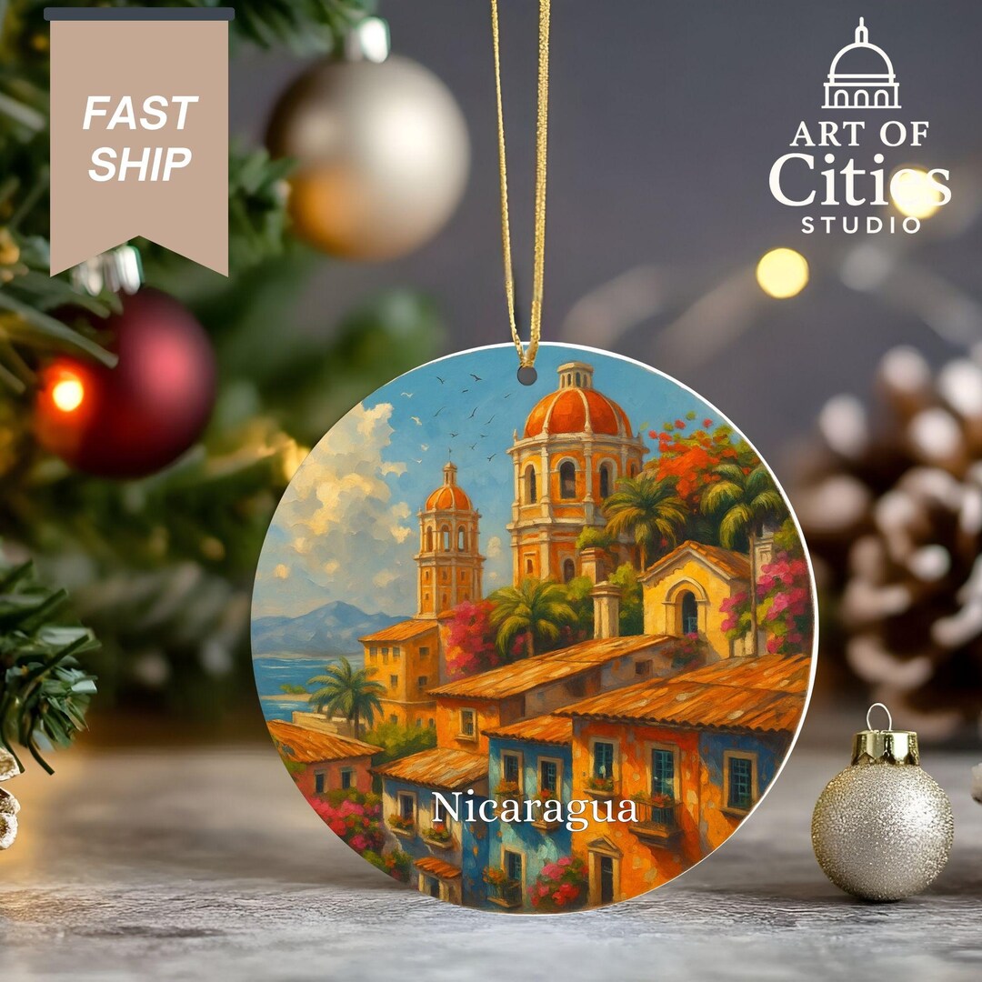Nicaragua Christmas Ornament Hand-painted Style Holiday Keepsak, Travel ...
