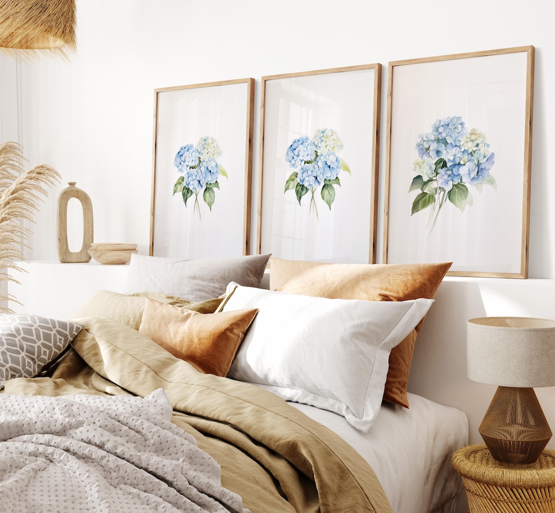 Blue Hydrangeas, Flower Decor, Modern Botanical Prints,nursery Room ...