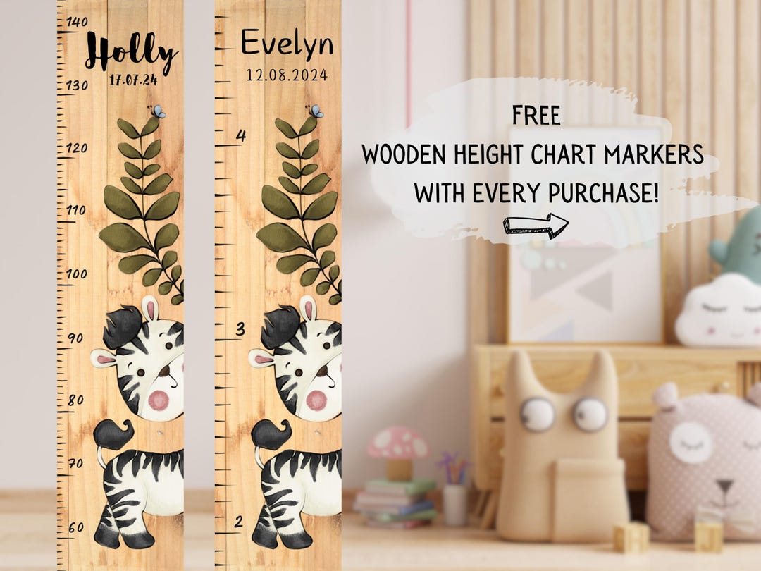 Zebra Height Chart, Measuring Board for Kids, Personalized Kids Gifts ...
