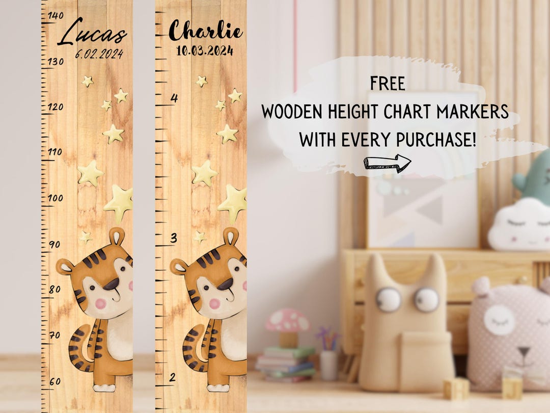 Tiger Chart Ruler, Personalized Ruler Chart, Wall Nursery Decor, Kids ...