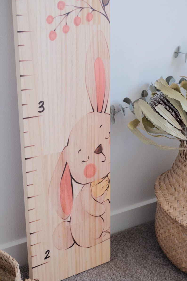 Bunny Measuring Board, Wooden Ruler Growth Chart, Personalized Chart ...