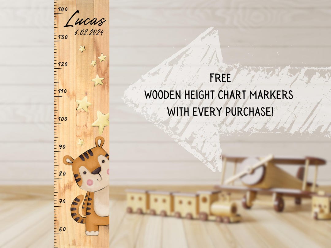 Tiger Growth Chart, Boho Growth Chart, Kids Height Ruler, Personalized ...