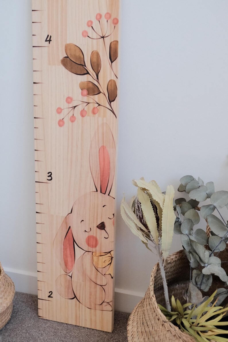 Bunny Measuring Board, Wooden Ruler Growth Chart, Personalized Chart ...