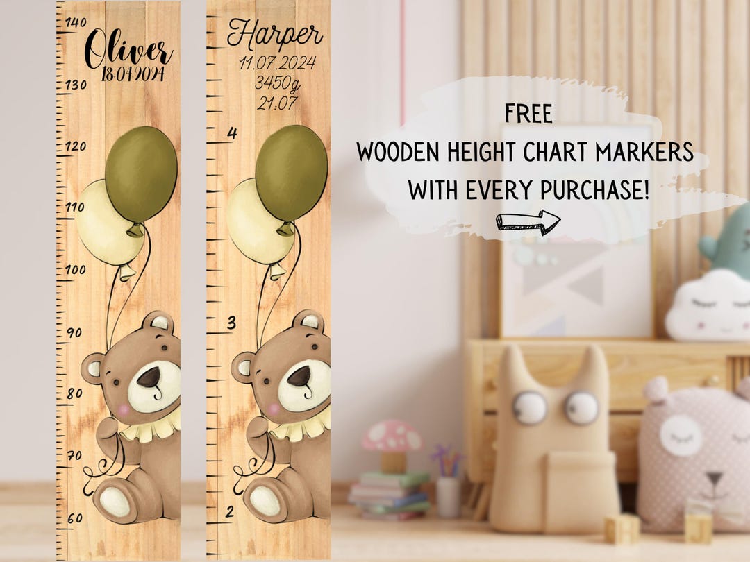 Teddy Bear Height Ruler, Baby Decor Nursery, Measuring Height Kids ...