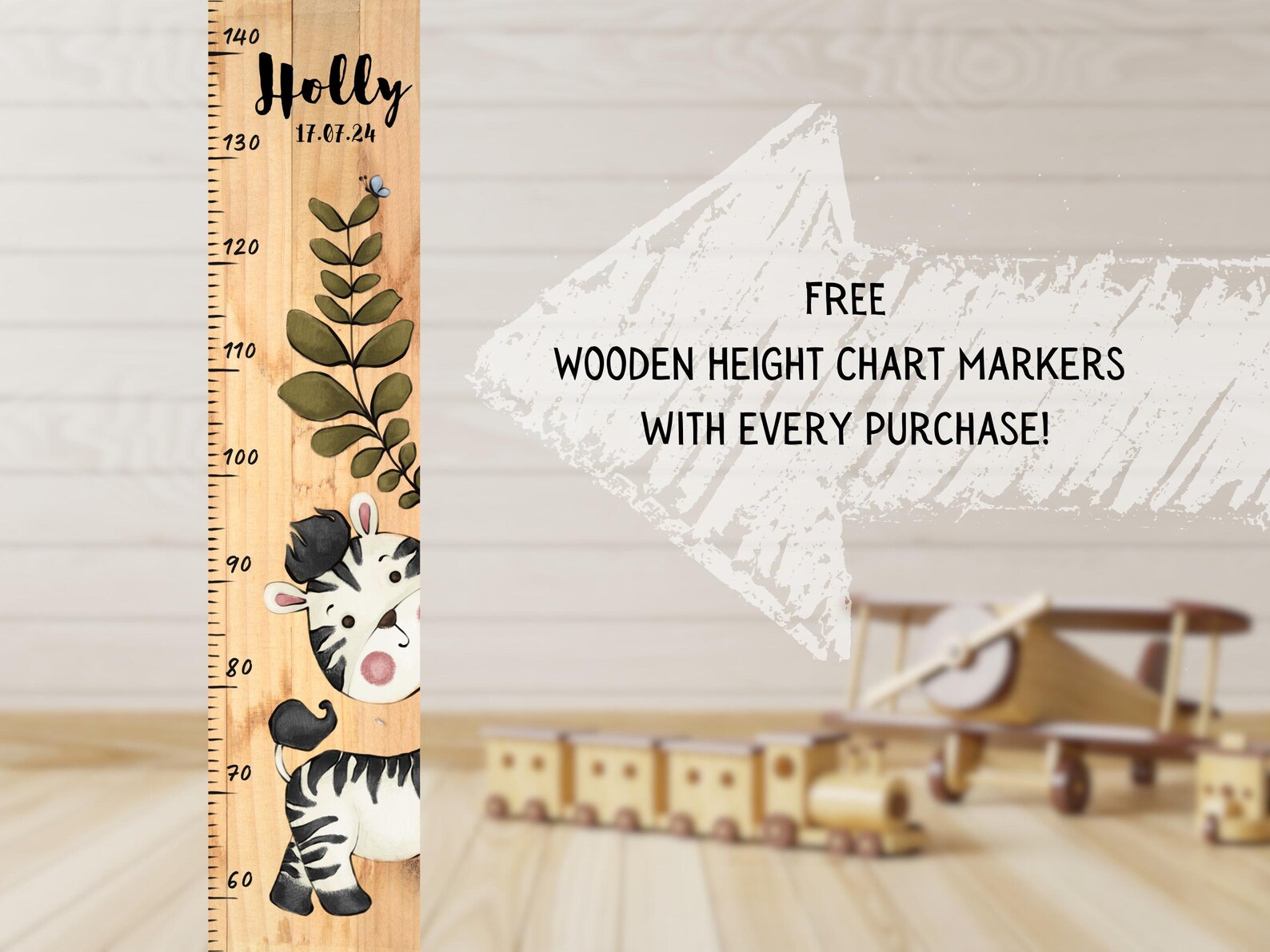 Zebra Growth Chart, Personalized Growth, Baby Nursery Decor, Measuring ...