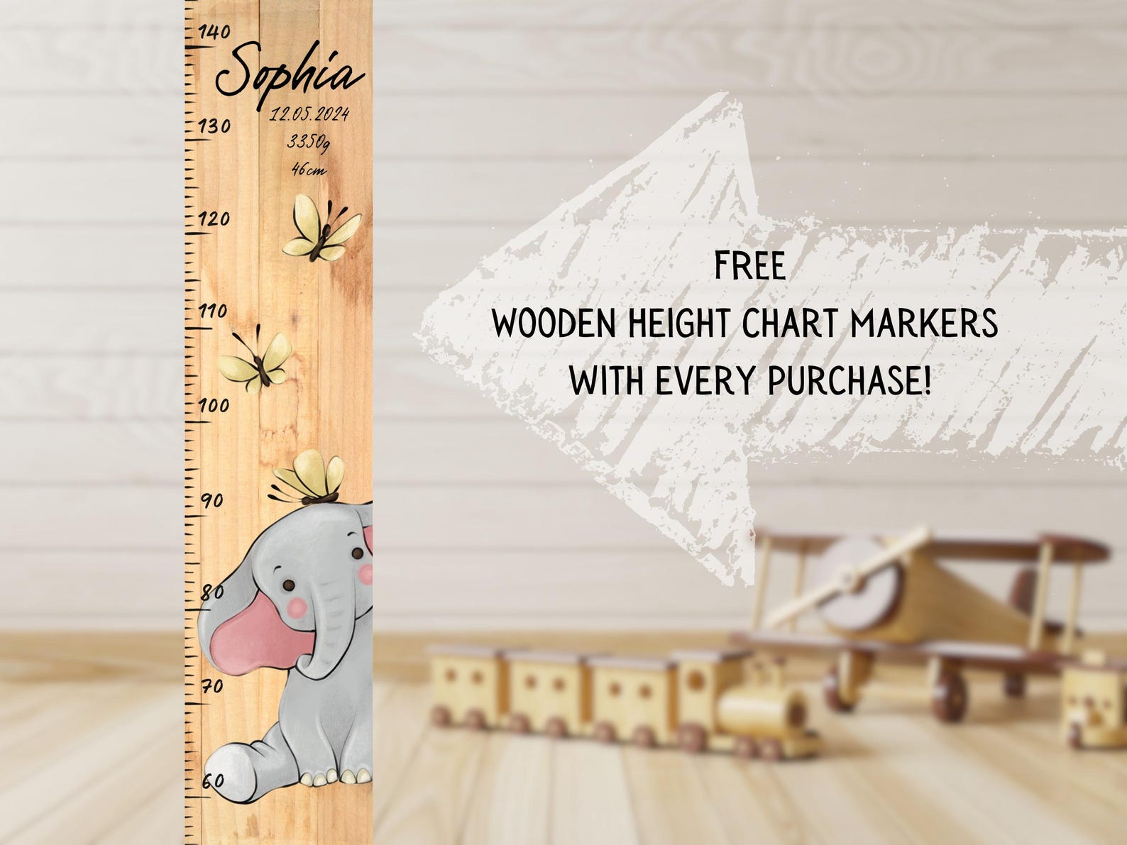 Elephant Growth Chart, Child Growth Chart Ruler, Personalized Growth ...